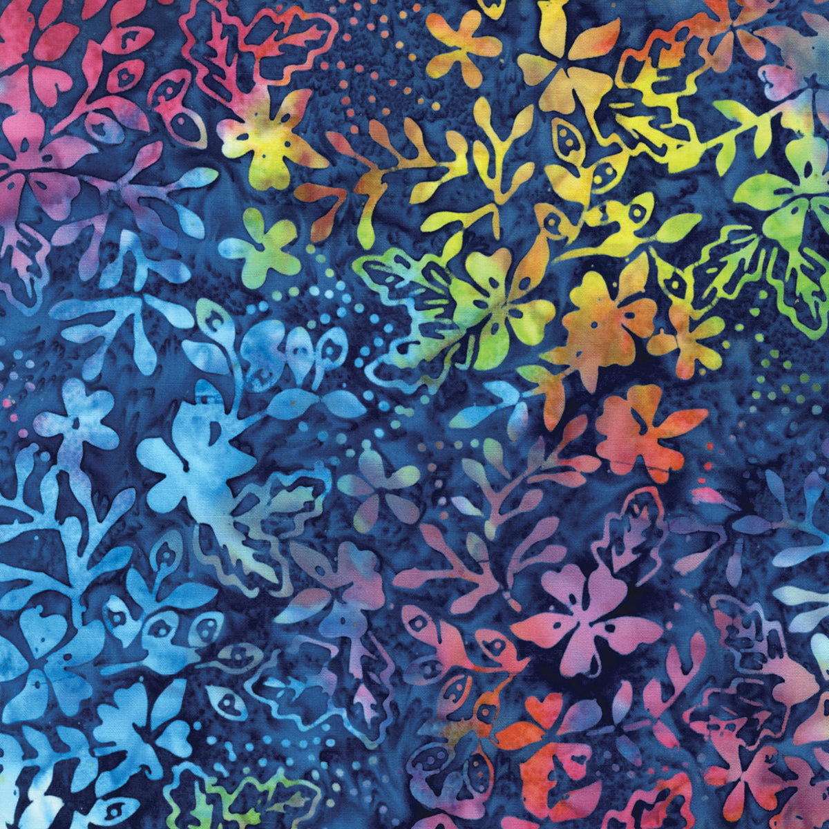 Batiks Floral Sprigs Blue/Multi – 100% Quilting Cotton Fabric by the Y – Sew Yours