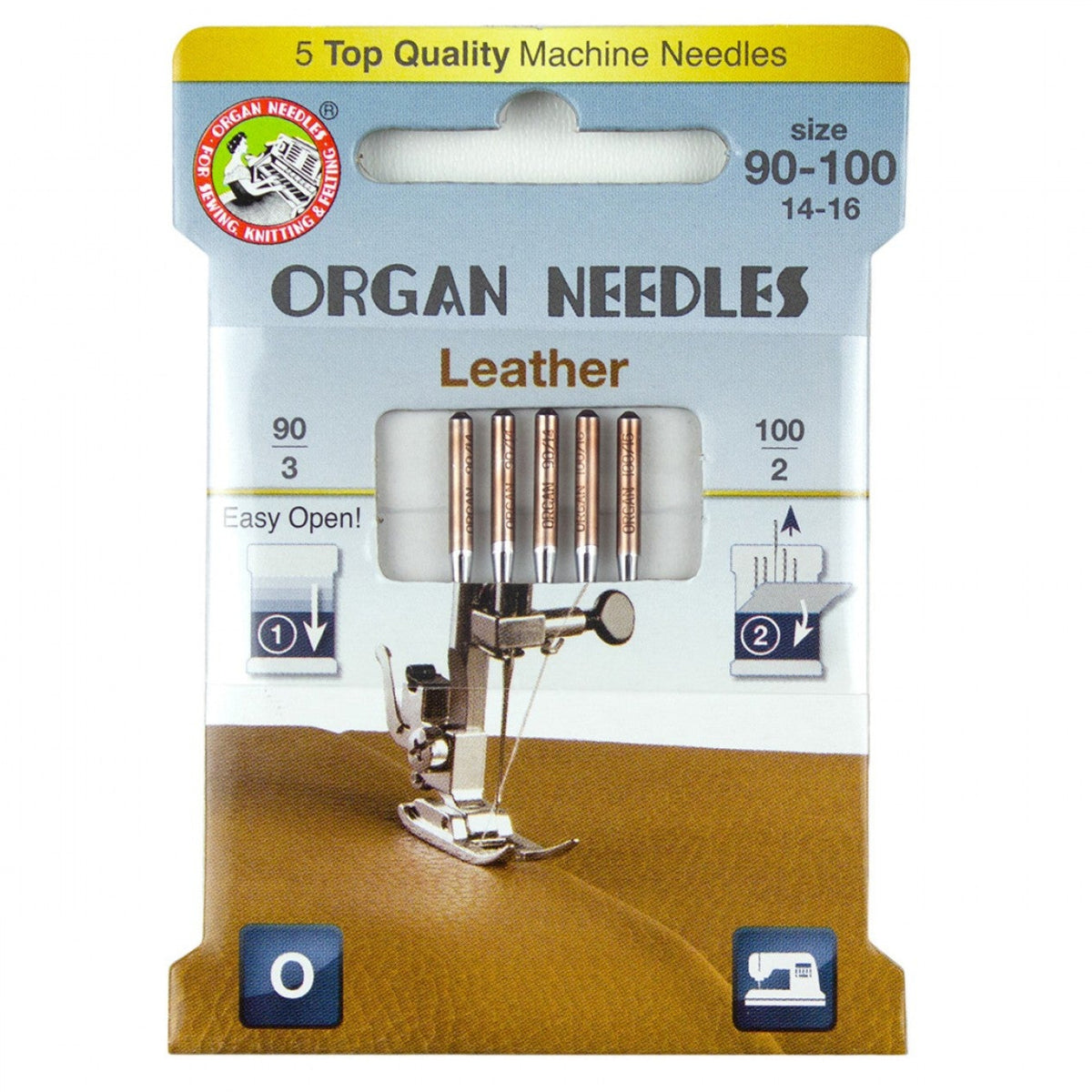 Organ Leather Sewing Machine Needles – Sizes 90/14 & 100/16 (5-Pack ...