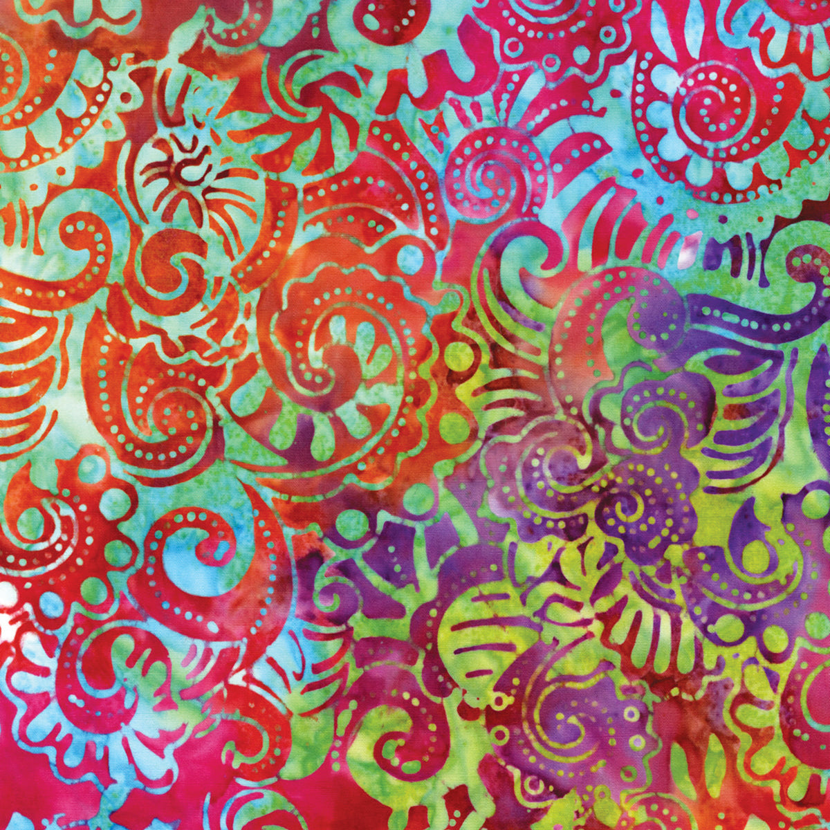 Batiks Mod Paisley Bright Multi – 100% Quilting Cotton Fabric by the Y ...