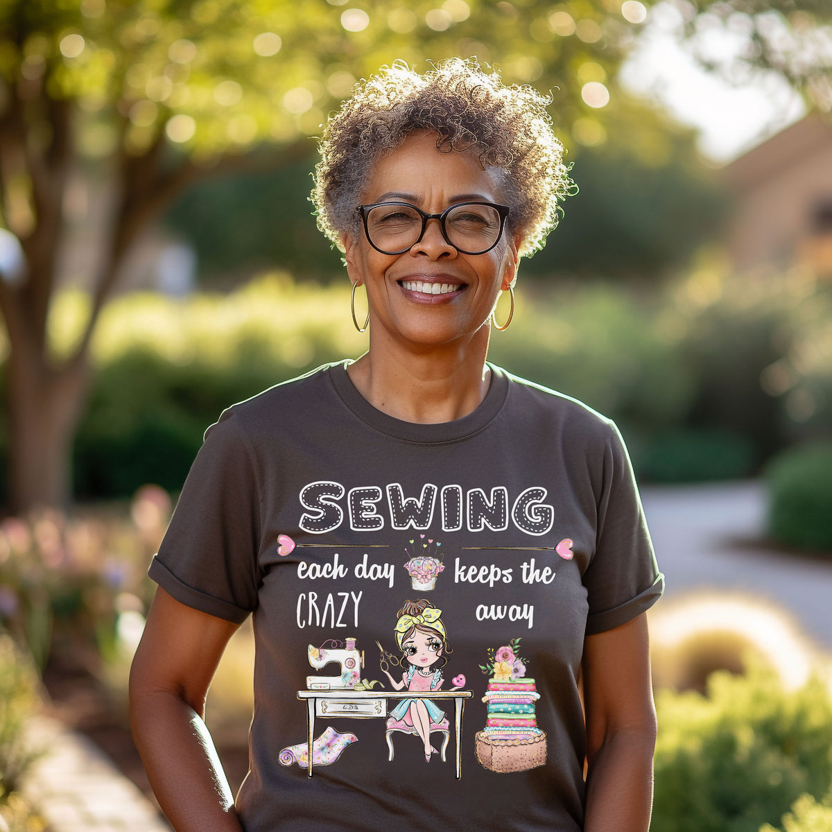 Sewing Each Day Keeps the Crazy Away | Short Sleeve Unisex Crew-Neck T ...