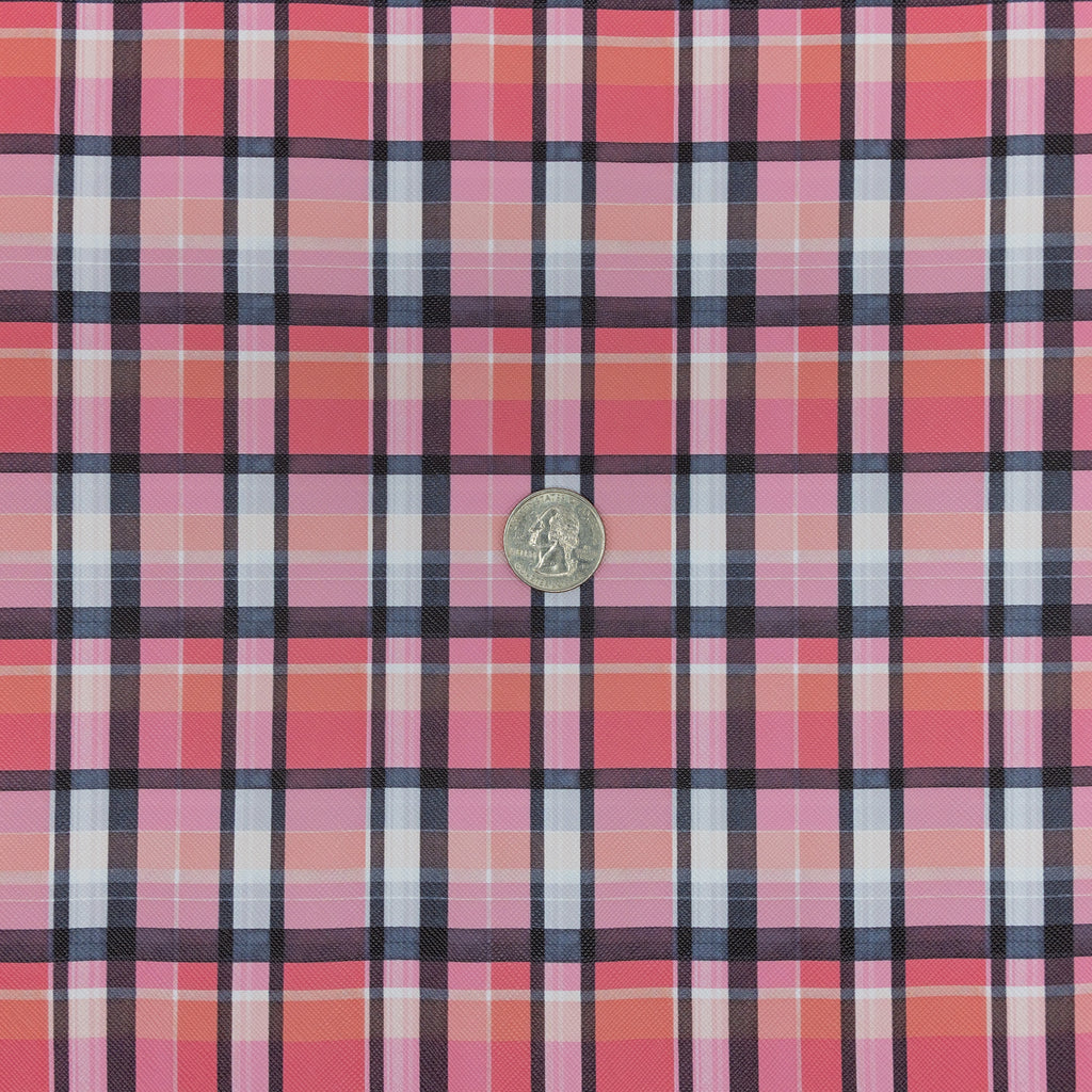 Coral Plaid Printed Vinyl 18" x 53" Roll | Saffiano Texture – Sew Yours