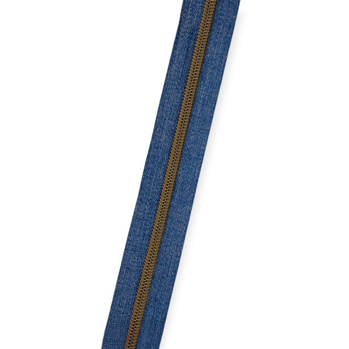 #5 Nylon Zipper Tape – Denim with Antique Brass Coil – Sew Yours