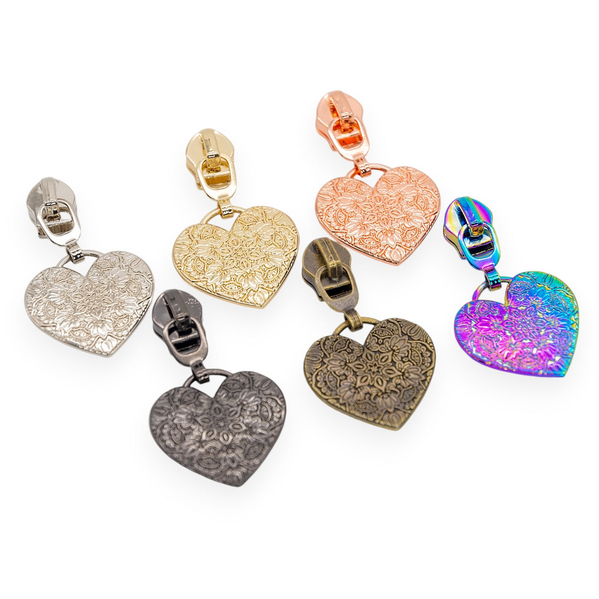 #5 Zipper Pulls - Embossed Heart - Set of 4 – Sew Yours