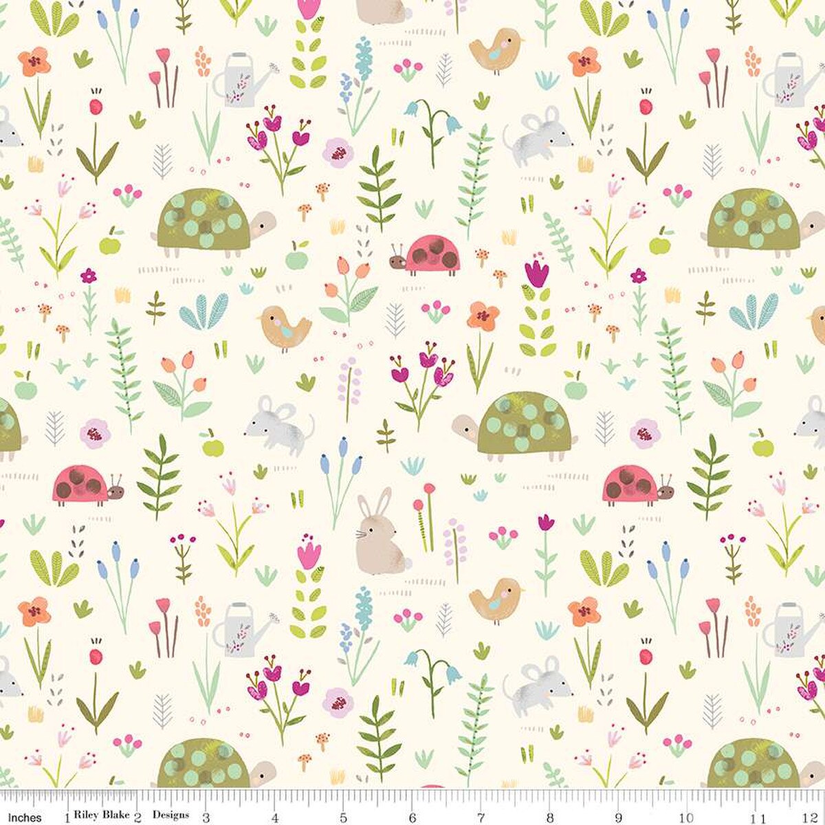 Flannel Garden Animals Cream – 100% Cotton Flannel Fabric by the Yard ...