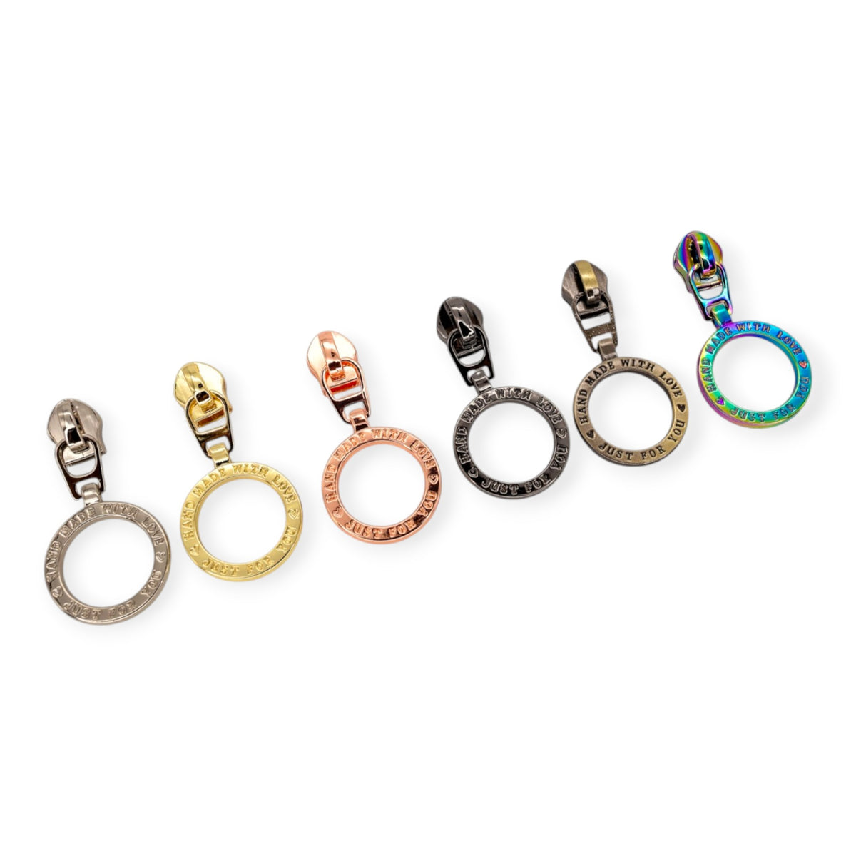 #5 Zipper Pulls – Handmade with Love Circle, Gold Finish (Set of 4 ...