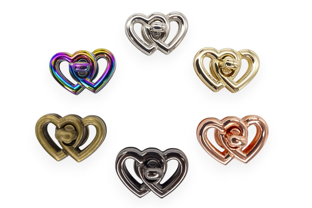 Interlocking Heart Turn Locks - Bag Hardware Set of 2 – Sew Yours
