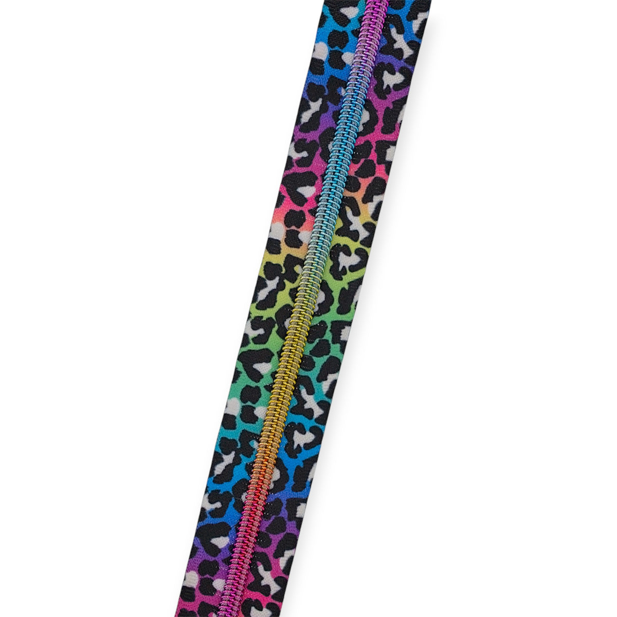 #5 Nylon Zipper Tape – Rainbow Leopard with Rainbow Coil – Sew Yours